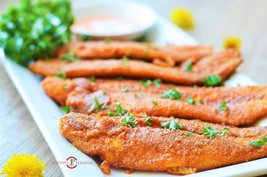 Only Two Ingredients Cajun Fish Fry on Skillet With Swai Fillet or Basa ...