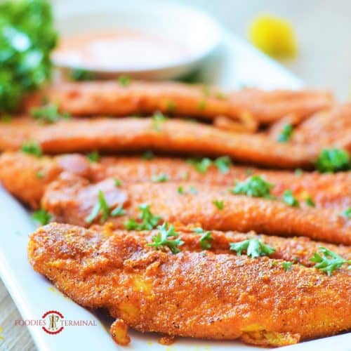 Only Two Ingredients Cajun Fish Fry on Skillet With Swai Fillet or Basa ...