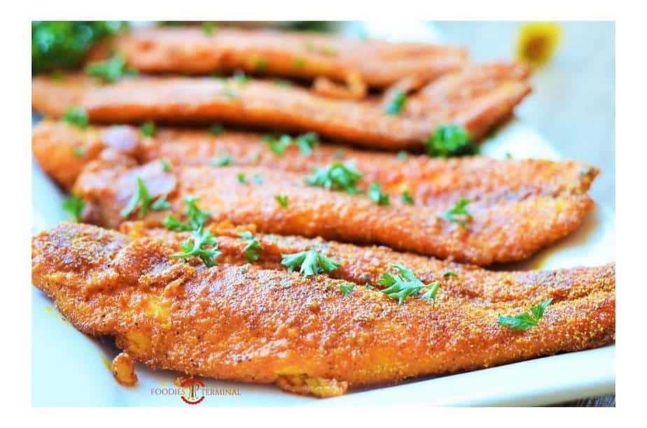 Only Two Ingredients Cajun Fish Fry on Skillet With Swai Fillet or Basa ...